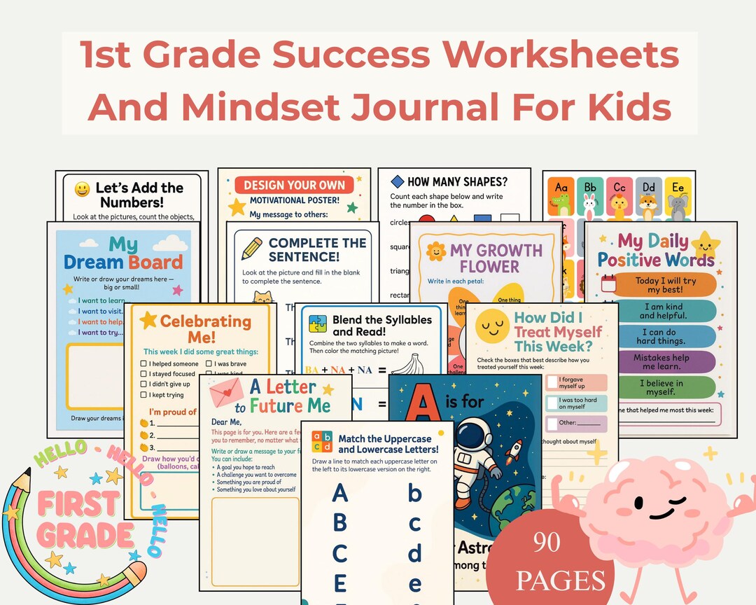 First Grade Activity Bundle: Letter Tracing, Phonics, Mindset Journal ...