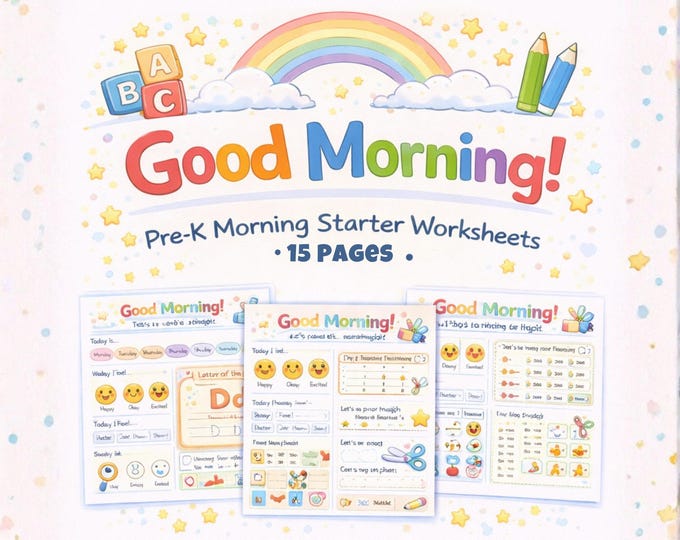 Pre-k Morning Starter Workbook • 15 Printable Activity Pages • Letters ...