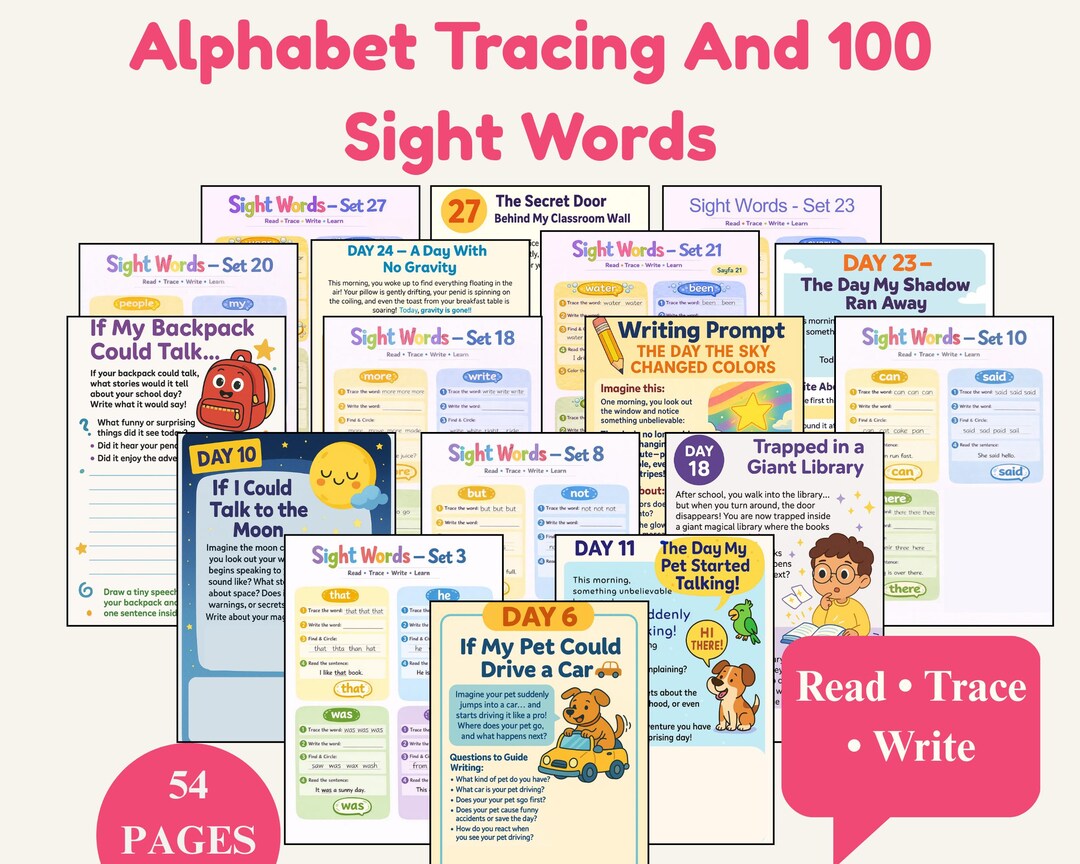 Writing Prompts and Sightwords for Kids , Minimalist, Writing Ideas ...