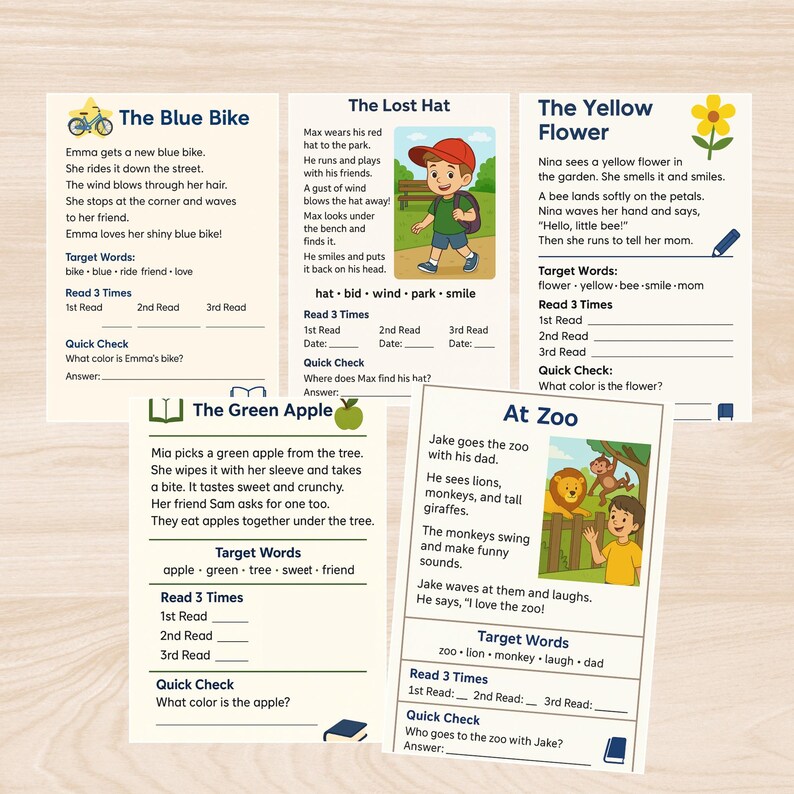 Reading Comprehension Mini Stories, Kids ELA Worksheets (PDF Download ...