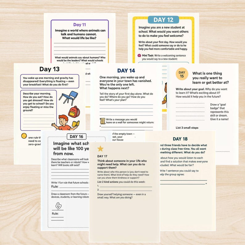 Kids' Daily Writing Prompts: Writing Journal Exercises (digital PDF A4 ...