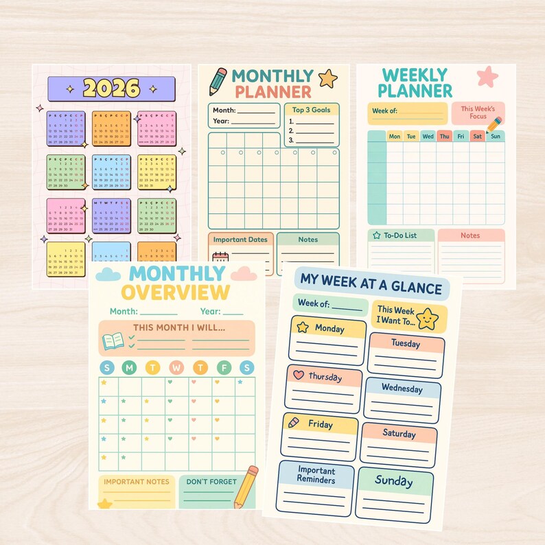 Editable Kids School Planner 2026,adhd Study Planner for Kids Printable ...