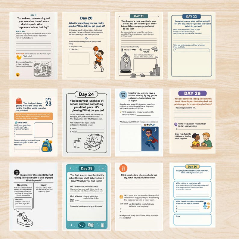 90 Writing Prompts for Kids: Imagination Journal Exercises (PDF ...