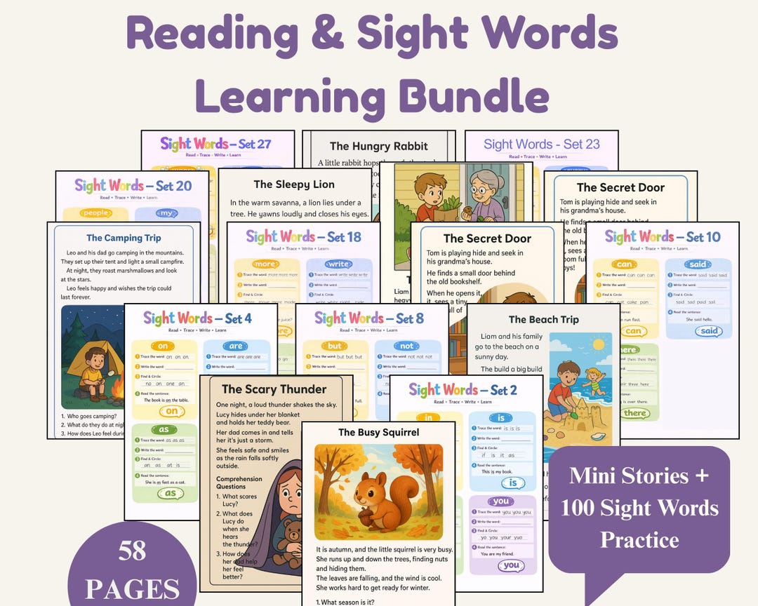 Reading and Sight Words Mega Learning Bundle – Reading Comprehension ...