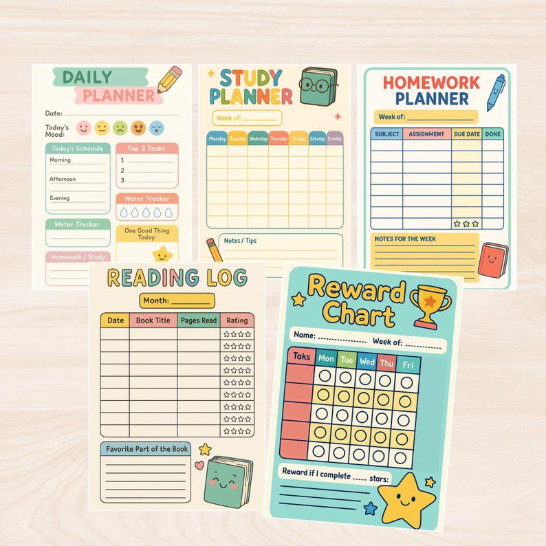 Editable Kids School Planner 2026 and Personal Growth Bundle for Kids ...