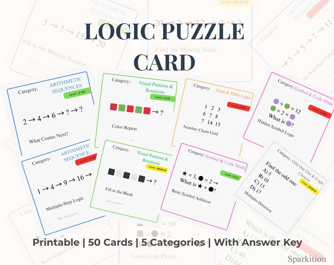 Logic Puzzle Cards Activity Pack: Brain Teasers for Kids (PDF Download ...
