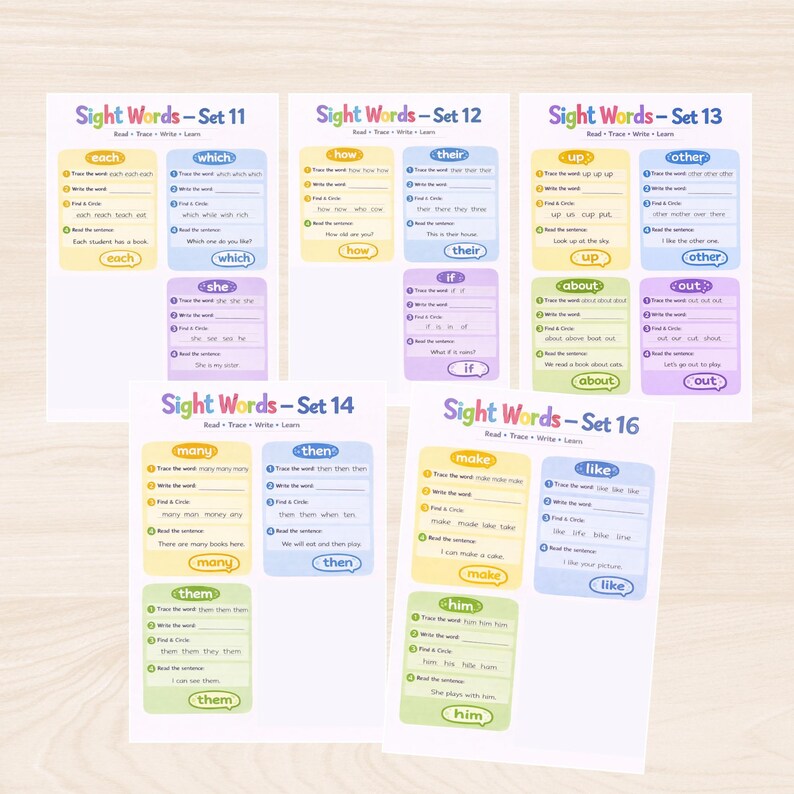 Sight Word Worksheets and Writing Prompts, Printable PDF - Etsy