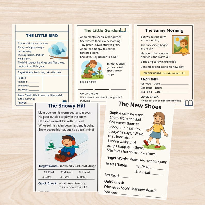 Reading Comprehension Mini Stories, Kids ELA Worksheets (PDF Download ...