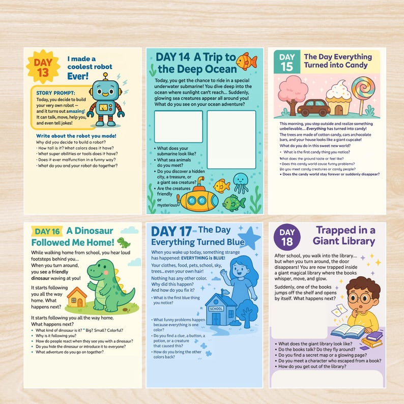 90 Writing Prompts for Kids , Printable, Journal, Minimalist, Creative ...