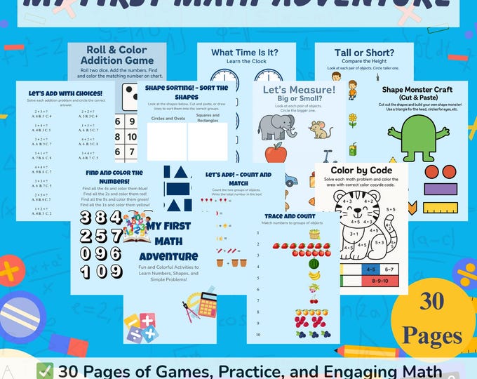 Math Worksheet: Pre-k - 1st Grade Addition, Counting Activities ...