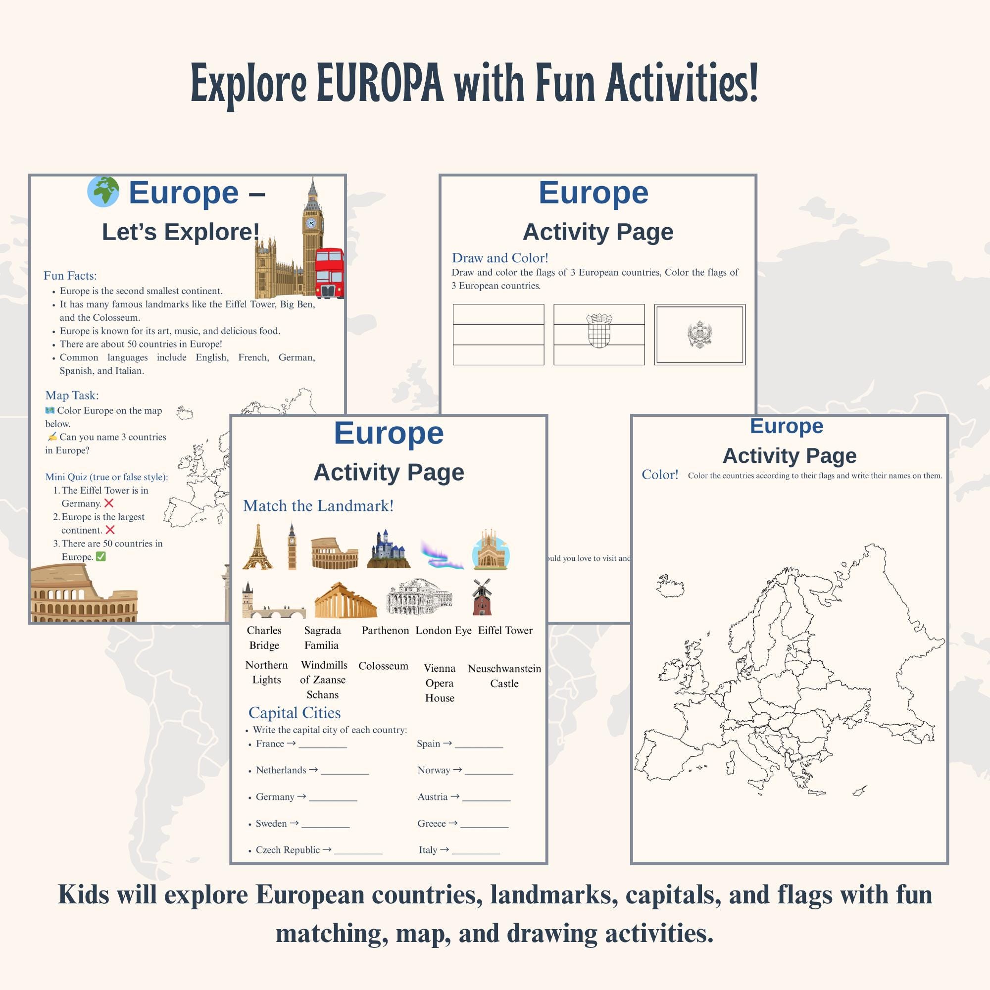 Geography Activity Pack: Kids' Maps, Continents, Oceans (printable PDF ...