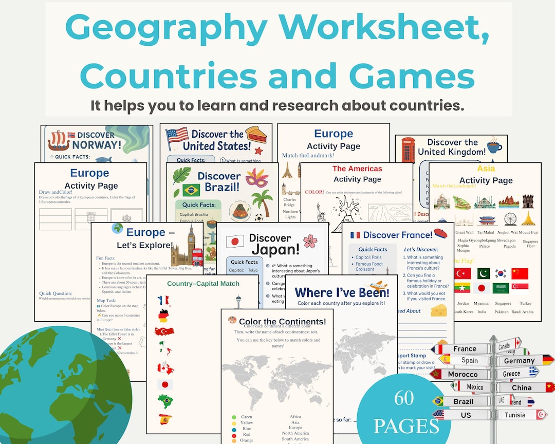 Geography Activity Pack: Kids' Country Facts, Maps, and Games ...