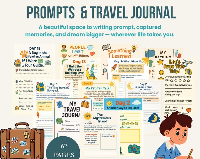 Kids Writing Prompts & Travel Journal: İmagination Story Starters (PDF ...