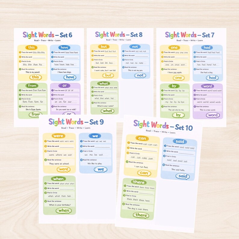 Sight Word Worksheets and Writing Prompts, Printable PDF - Etsy
