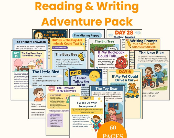 Reading & Writing Prompts – Printable Literacy Worksheets (PDF Download ...