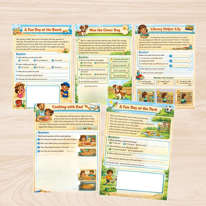Reading Comprehension Mini Stories, WH Questions, Grades 1-3 (PDF ...