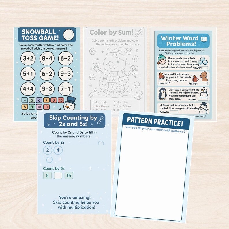 Winter Math and Reading Comprehension Worksheets, Stories and Questions ...