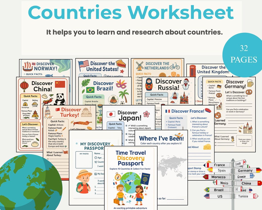 Countries of the World Geography Worksheet Pack: Homeschool Printable ...