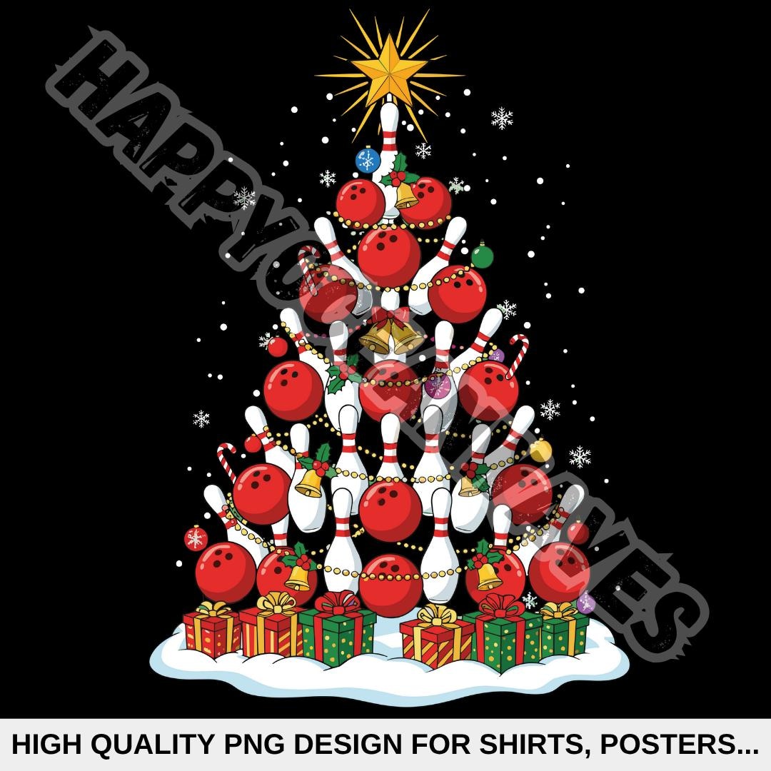 Christmas Bowling Tree PNG | Festive Holiday Design - Etsy