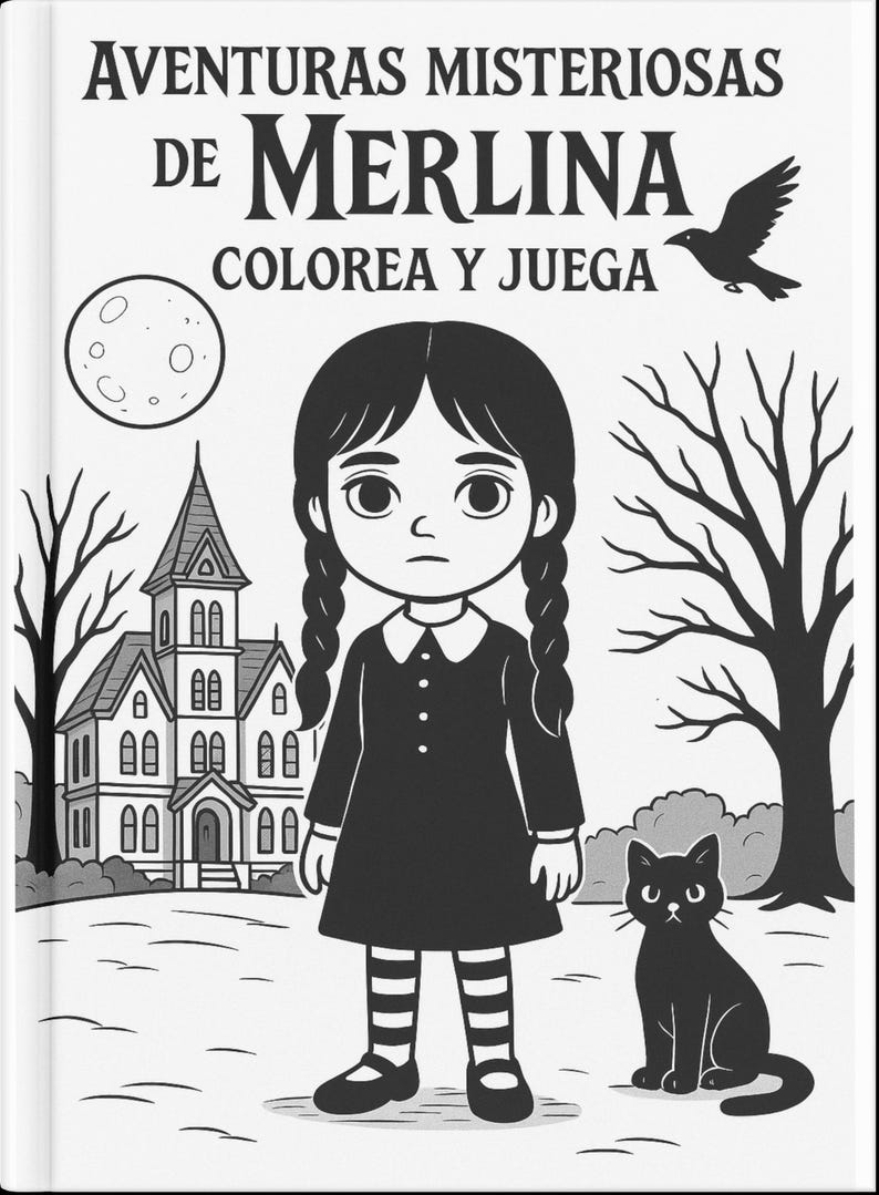 Libro para Colorear y Actividades – Aventuras Misteriosas de Merlina ...