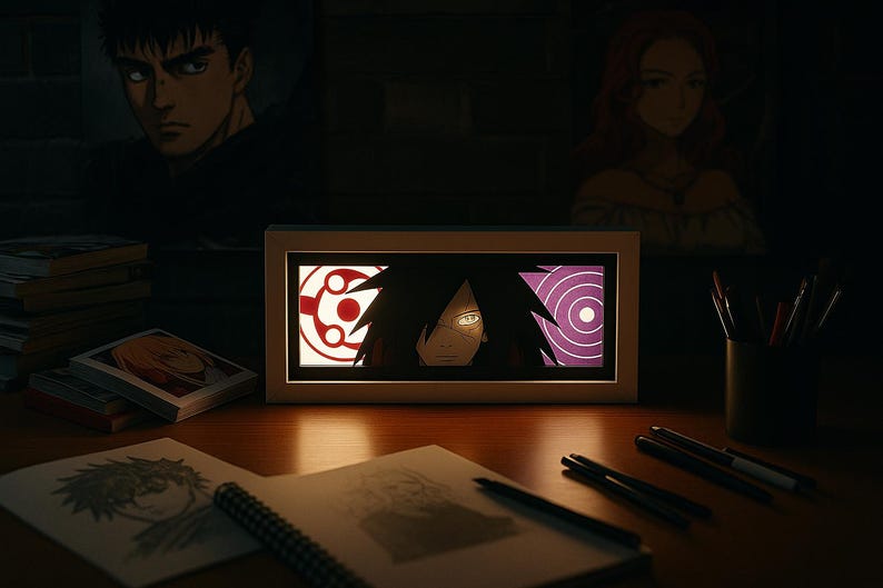 Naruto LED Light Box – Madara Uchiha Anime Lamp, Wooden Laser-cut ...