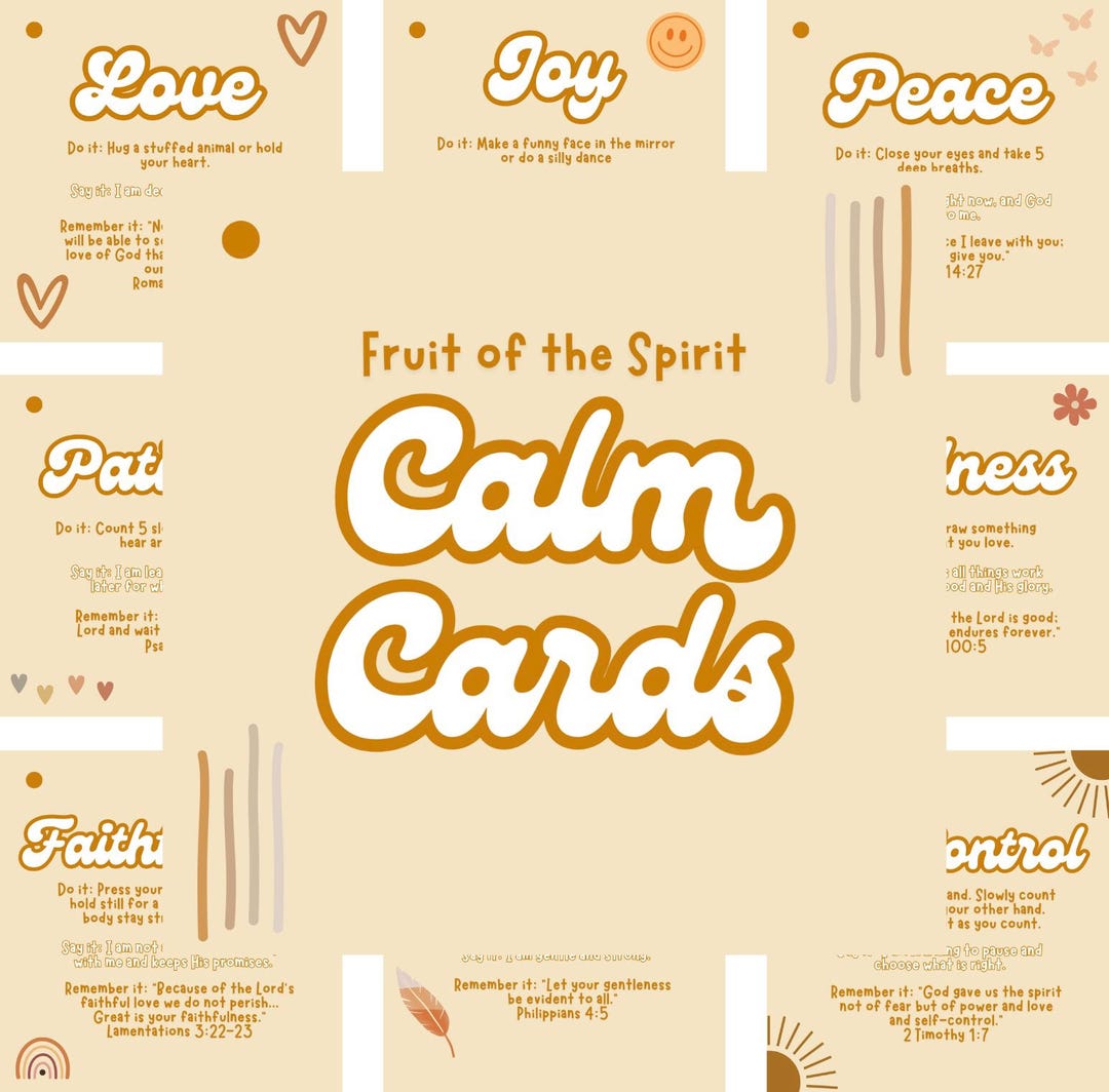 Fruit of the Spirit Calm Cards for Kids | Printable Christian Emotional ...
