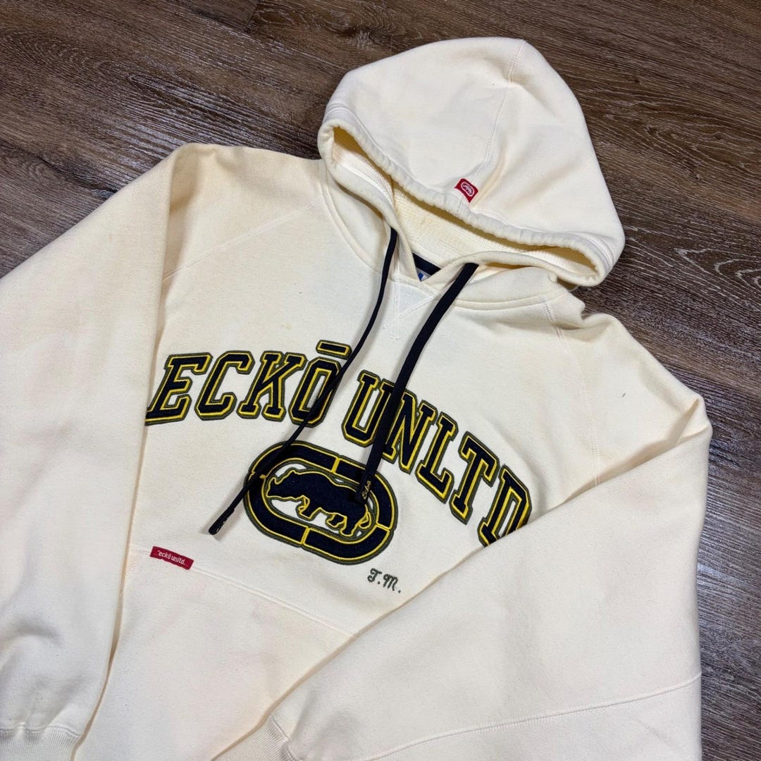 Vintage Ecko Unltd Hooie Men's L Cream Y2K Streetwear Skater Jesse ...