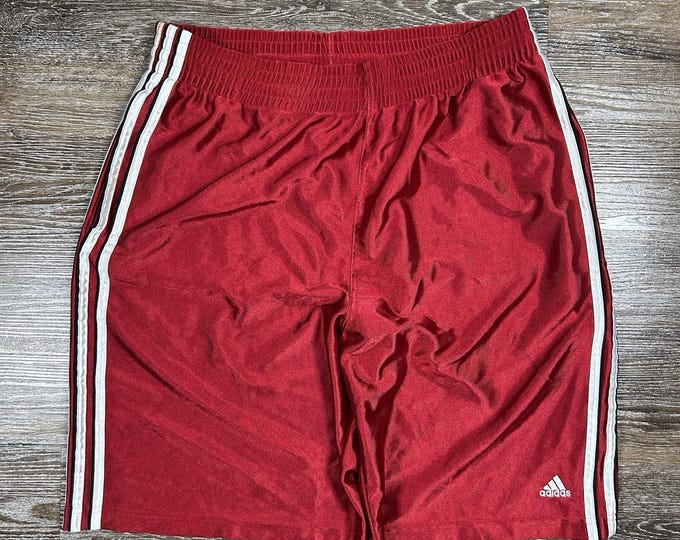 Vintage Adidas Silky Basketball Shorts Mens Large Red Dazzle Red 3 ...