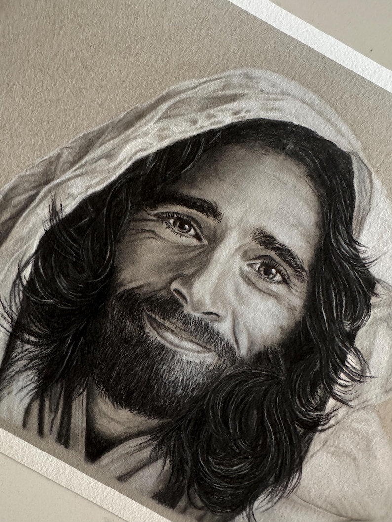 Jesus Christ Art Print Charcoal Pastel Christian Wall Art Giclée