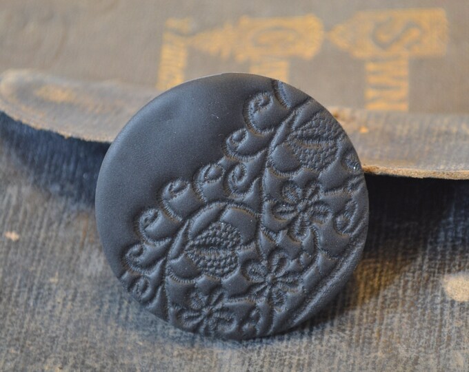 Delicate Lace Imprint Brooch Black Textured Brooch Black Lace ...