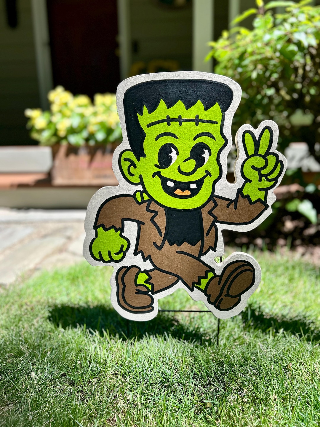 Retro Frankenstein Yard Stake – Mid Century Halloween Monster Decor ...