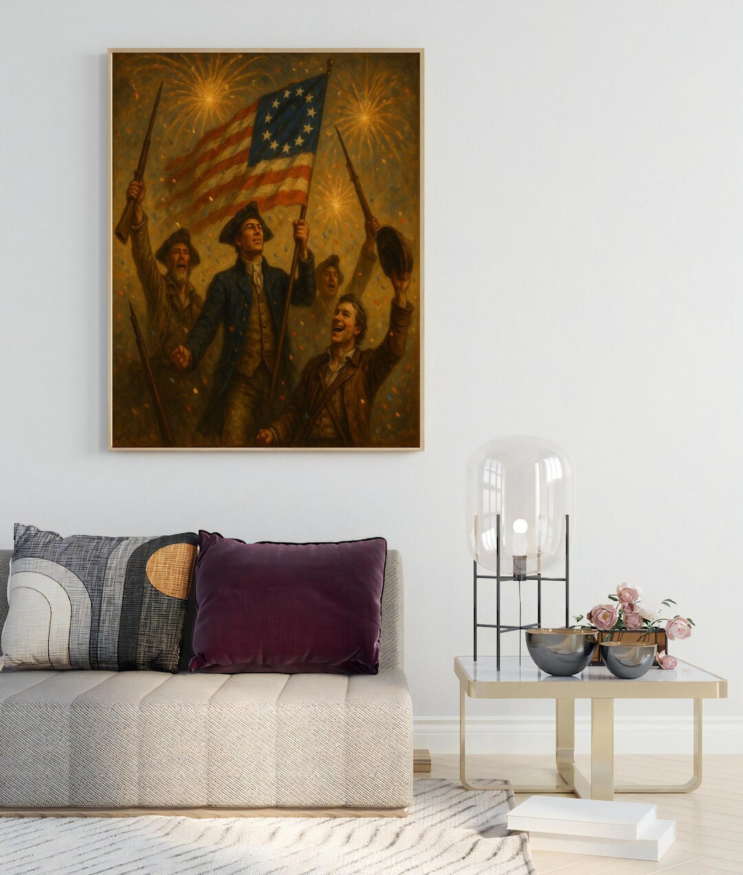 Framed Revolutionary War Art - Patriotic American Flag Print ...