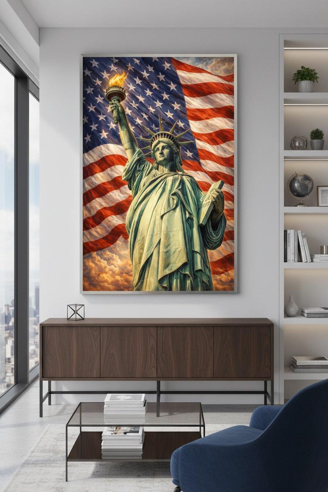 Statue of Liberty Art Print – Patriotic American Flag Decor - Etsy