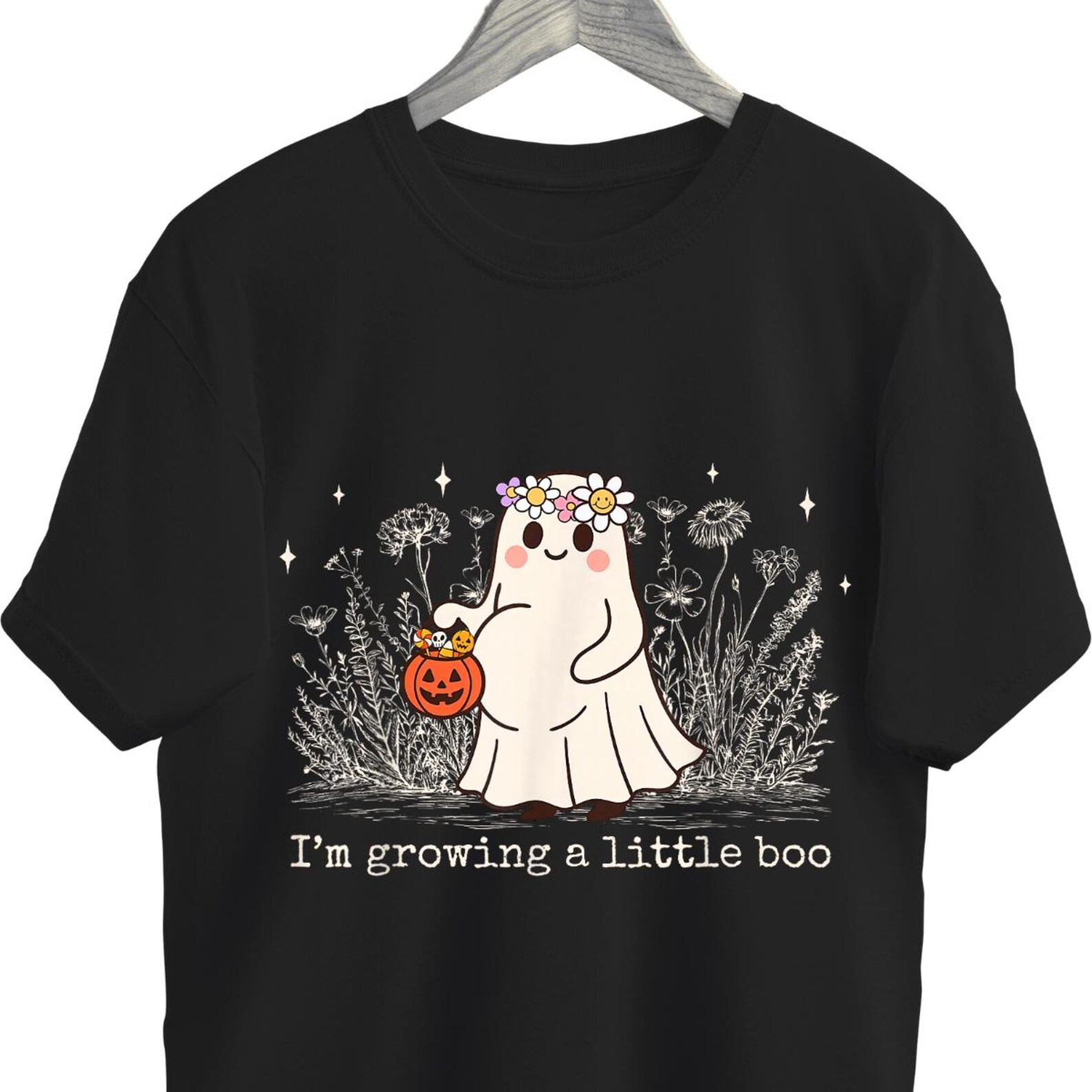 I’m Growing A Little Boo PNG, Halloween Pregnancy Announcement Shirt ...