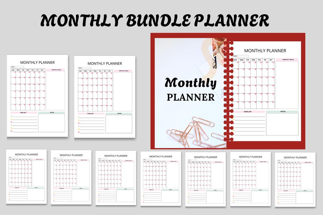 Monthly Planner Printable | Undated Calendar Organizer | PDF Schedule ...