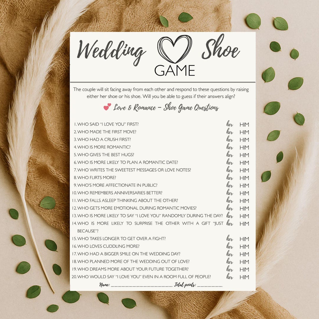Wedding Shoe Game Printable • Fun Bridal Shower and Reception ...
