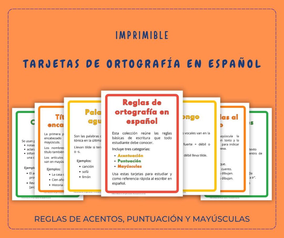 33 Tarjetas (8.5X11) Ortografía Español - Grandes / Spanish Orthography ...