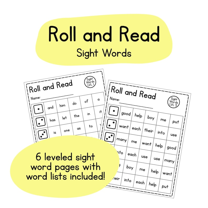 Roll and Read: Sight Words – Printable Phonics Activity - Etsy