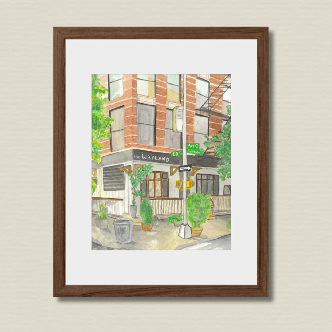 Wayland NYC Watercolor Art Print - Alphabet City Bar, Framed 11x14 - Etsy