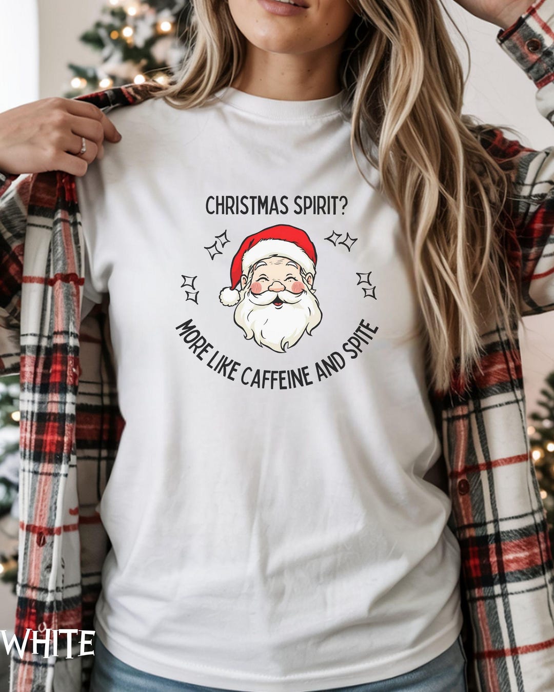 Caffeine and Spite Santa Shirt, Dark Humor Christmas Tee - Etsy