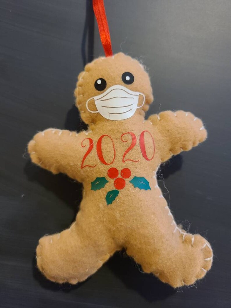 Gingerbread Man COVID-19 Face Mask Ornament individual | Etsy