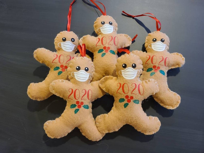 Gingerbread Man COVID-19 Face Mask Ornament individual | Etsy