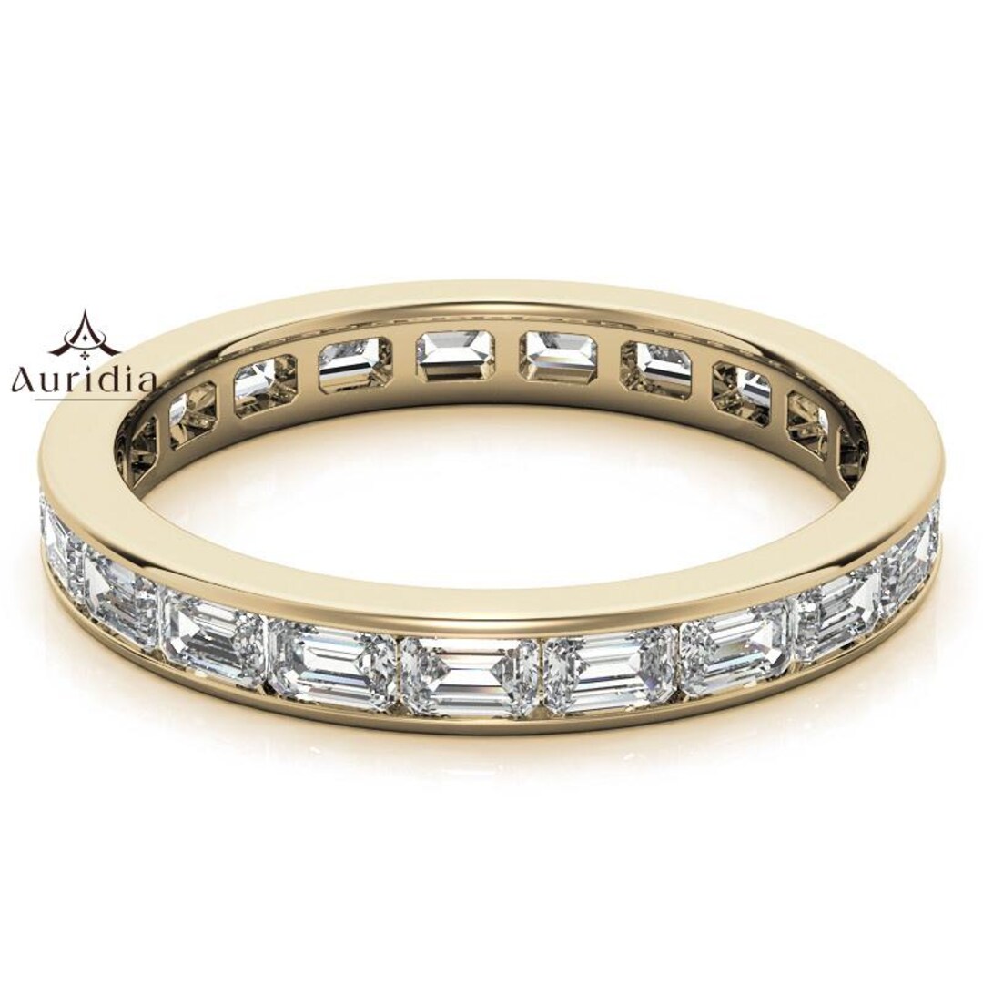 3x2mm Emerald Channel Set Eternity Band, Anniversary Rings, Lab Grown ...