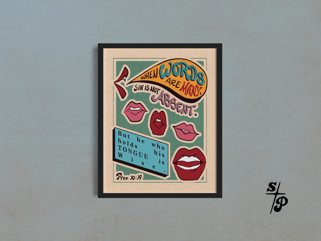 Proverbs 10:19 Scripture Poster Print | Retro Comic Book Style ...