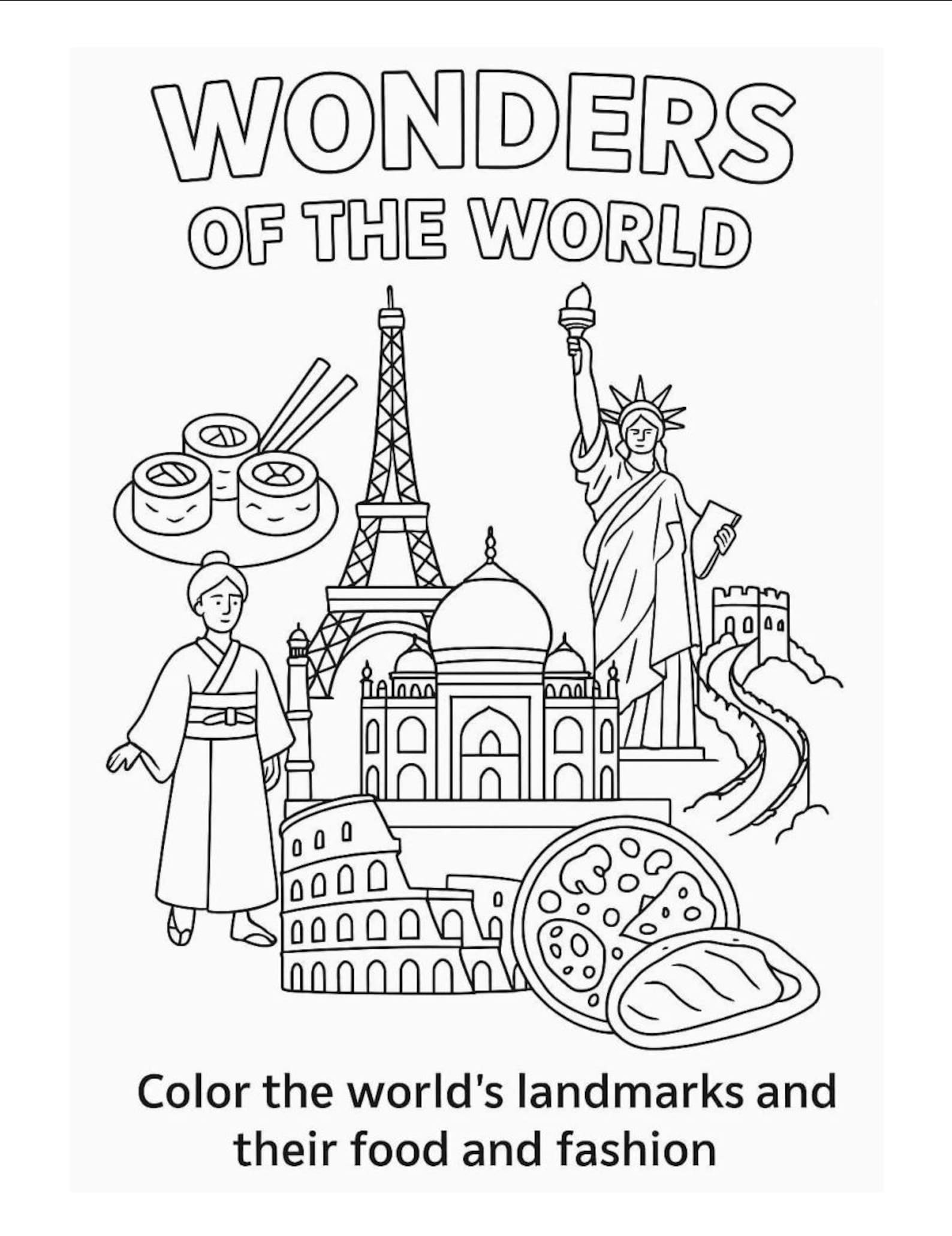 Wonders of the World Coloring Book for Kids – Countries, Landmarks ...