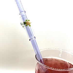 Tiny Turtles on a Straight Purple Glass Drinking Straw Reusable Fidget ...