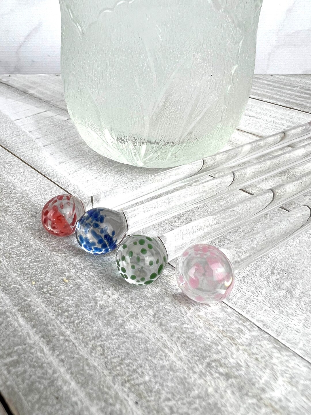 Multi Colored Confetti Glass Stir Sticks or Drink Markers Set - Etsy