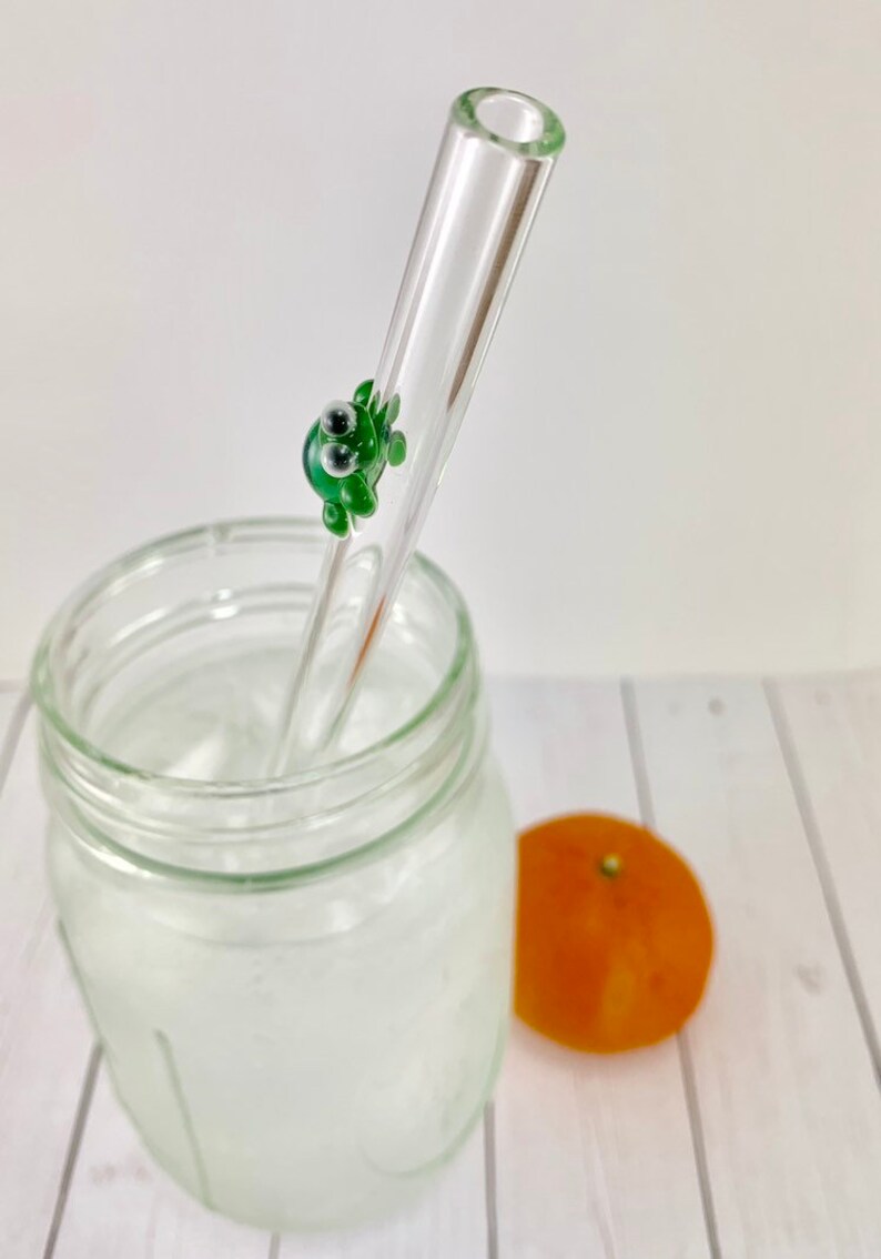 Bright Colorful Turtle Glass Drinking Straws Free Cleaning | Etsy