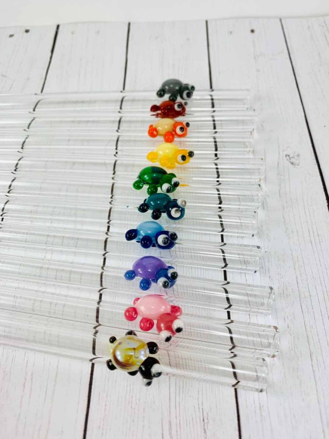 Bright Colorful Turtle Glass Drinking Straws Free Cleaning - Etsy