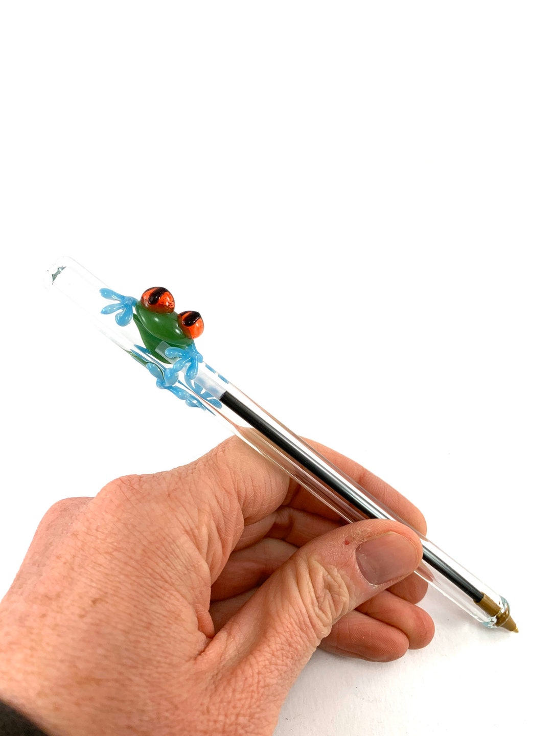 Tree Frog on a Clear Glass Writing Pen FREE Gift Box Black Ink Pen - Etsy